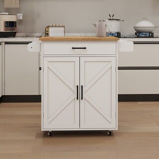 White Kitchen island rolling trolley cart with Adjustable Shelves ...