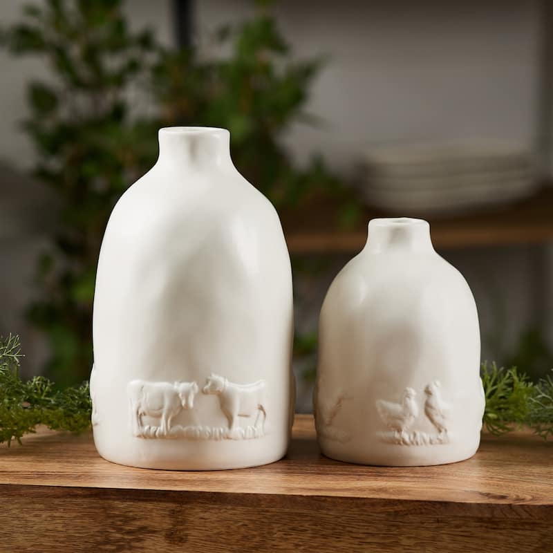Ceramic Farm Animal Vase (Set of 2) - Overstock - 38291828