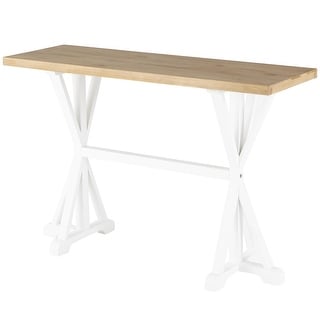 Wood Rectangular Console Table with Angled Legs and Brown Tabletop ...