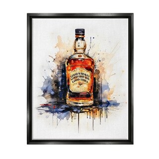 Stupell Good Times Whiskey Bottle Framed Floater Canvas Wall Art Design ...