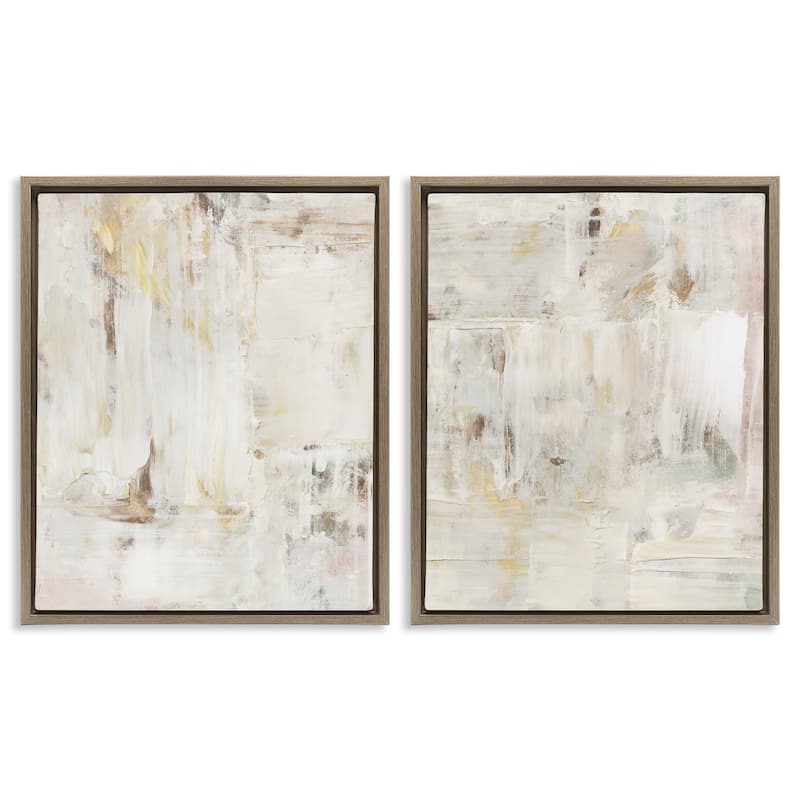 Stupell Contemporary Muted Abstracts Framed Floater Canvas Wall Art ...