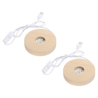 LED Wooden Ball Stand Displays Base 10x2cm White Light Round USB Switch ...