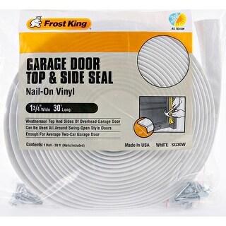 Frost King SG30WH Vinyl Garage Door Top & Side Weather Seal, White, 1-3 ...
