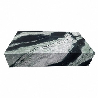 BETACH Genuine Marble Block Coffee Table - Matcha Verde Marble, 54 ...
