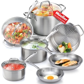 Pots and Pans Set 11-Piece, Stainless Steel Cookware Set, Includes ...