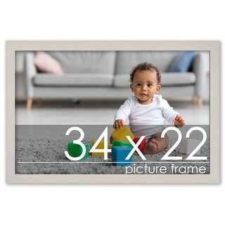34x22 Traditional White Washed Complete Wood Picture Frame with UV ...