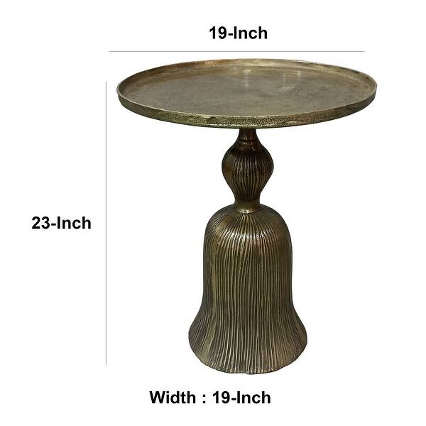 23 Inch Classic Vintage Accent Side Table, Round Tray Top, Aluminum ...