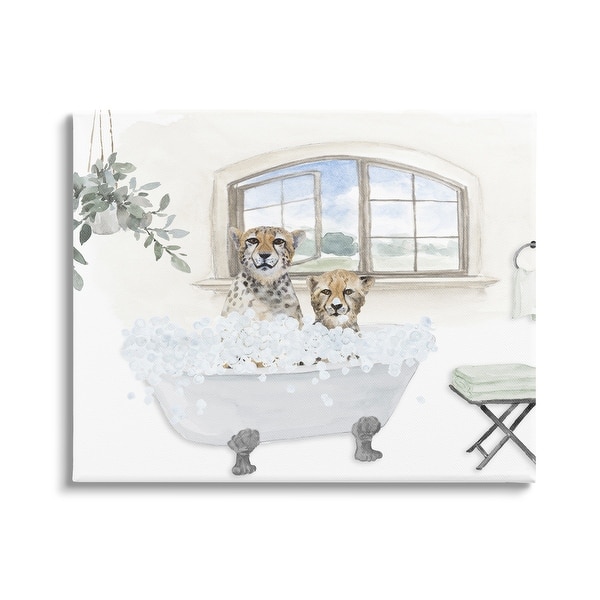 Stupell Cheetah Duo Bathtub Bathroom Scene Canvas Wall Art by Lanie ...