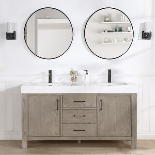 San Double Bath Vanity with Composite Stone Top without Mirror - On ...