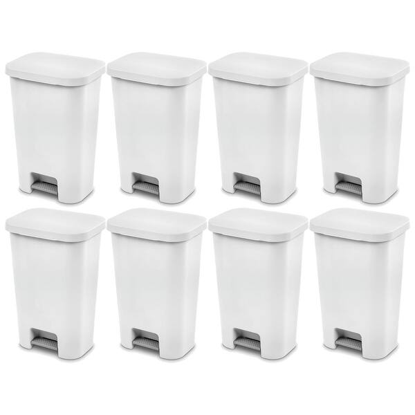 Sterilite 11.9 Gal Rectangle Step On Trash Kitchen Wastebasket, White ...