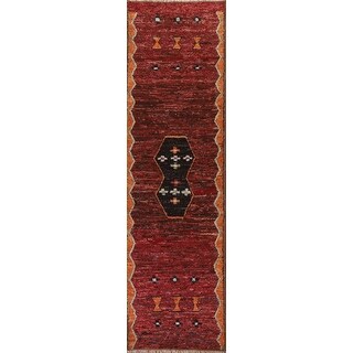 Burgundy Moroccan Runner Rug Hand-knotted Contemporary Wool - 3'0" x 12 ...