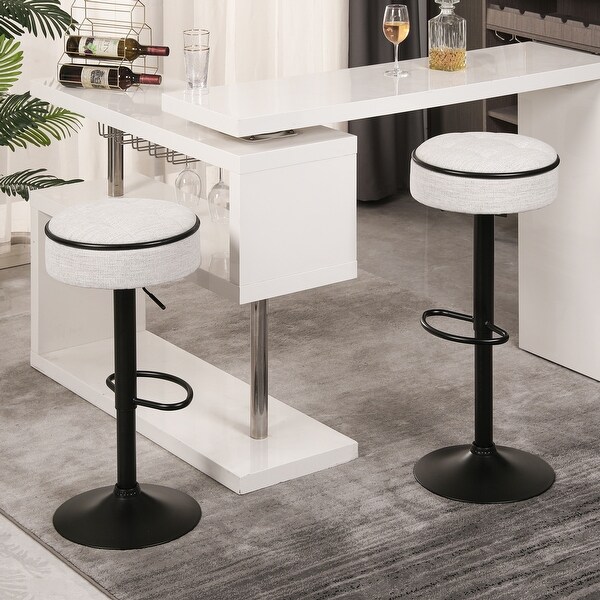 Armless Bar Chair Round Storage Bar Stool Off White Off White