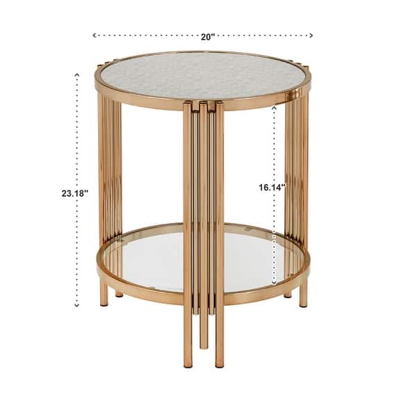 Bruges Champagne Gold Finish Textured Glass End Table with Shelf by ...
