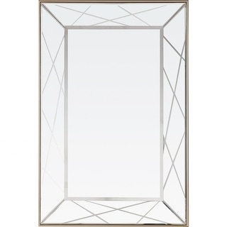 HomeRoots 43" Painted Rectangle Accent Mirror Wall Mounted With Metal ...