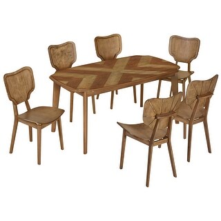 Kitchen 7-Piece Dining Set with Curved Dining Table, Dining Table Set ...