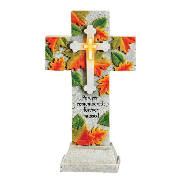 Solar Powered Forever Remembered Memorial Cross - Multi - Bed Bath ...