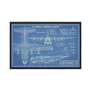 iCanvas "C-130 Hercules Airplane Blueprint" by Action Blueprints Framed ...