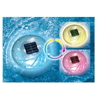 Solar Powered Color-Changing Floating Swimming Pool Disc Light, 7-Inch ...