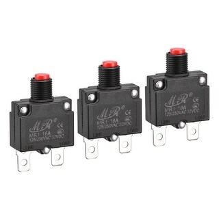 Circuit Overload Protector 18A AC125/250V DC32V Push Button 3pcs ...