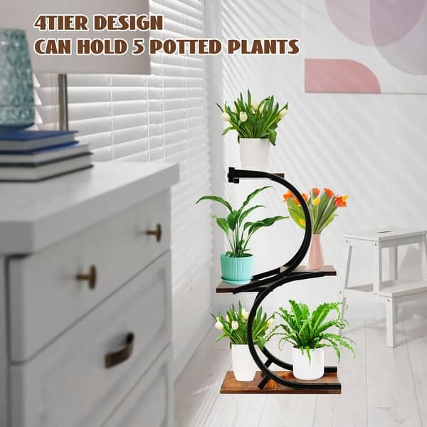 4 Tier Plant Stands Indoor Clearance Multi Tiered Flower Shelf Green ...