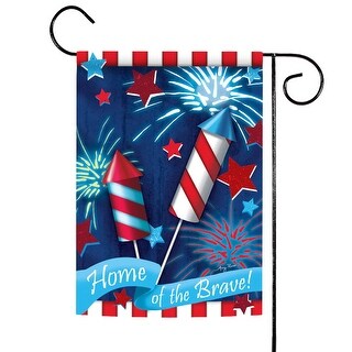 Firework Star 'Home of the Brave' Patriotic Garden Flag 18"x12.5" - Bed ...