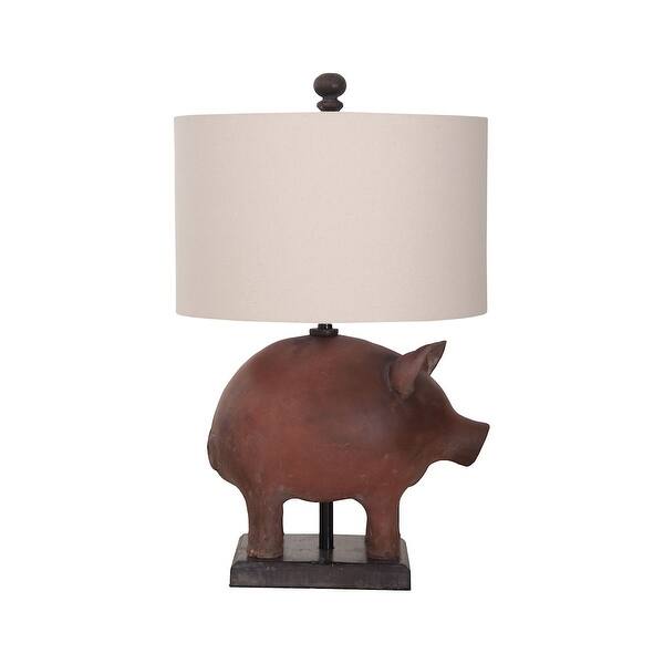 GuildMaster 3516511 1 Light 30" Tall Hand Carved Pig Table Lamp - Aged ...