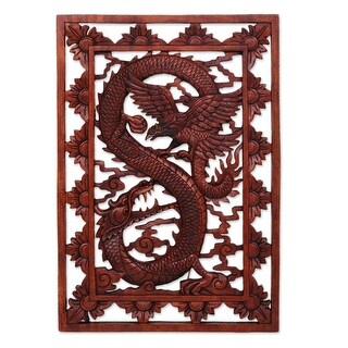 Handmade Garuda and Dragon Wood relief panel(Indonesia) - Bed Bath ...