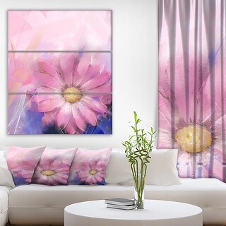 Designart "Single Daisies Flower" Floral Print on Wrapped Canvas set ...