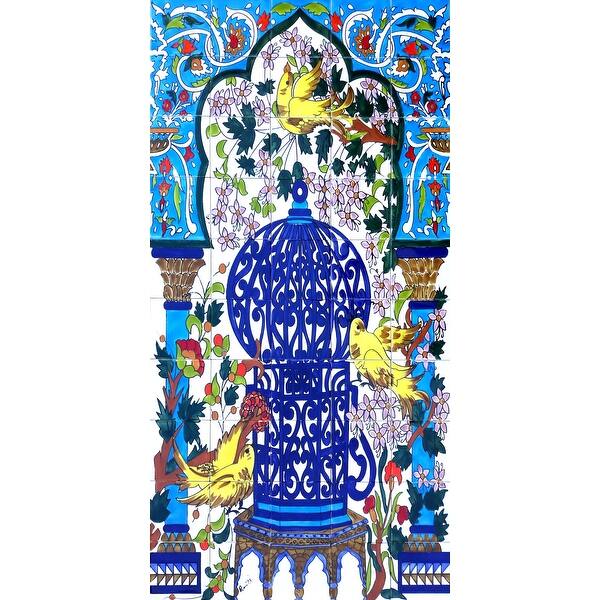 30in x 60in Floral Bird Backsplash Design 50pc Tile Ceramic Wall Mural ...