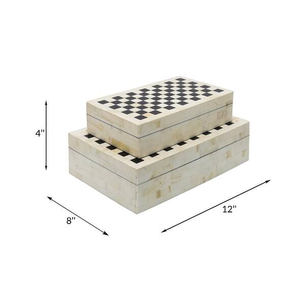 Sagebrook Home Set of 2 Storage Boxes Black and White Checkered Design ...