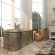 Gray Metal Galvanized Storage Bench with Cream Upholstered Burlap Top ...