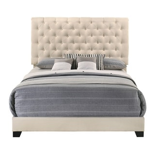 Solid Wood Upholstered Platform Bed Frame with Tufted Nail Button - Bed ...