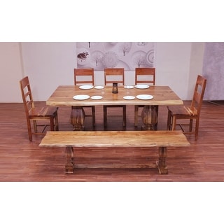 Sevita Live Edge Gloss Finish Wooden Bench - 72" x 16" x 18.5" - Bed ...