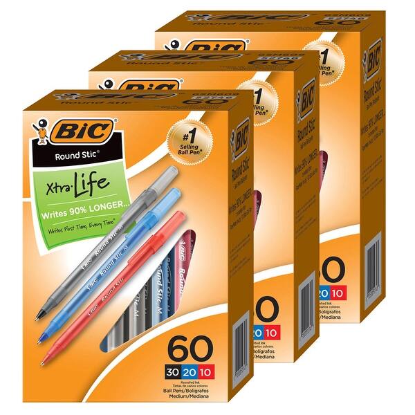 Bic america bic (3 bx) round stic xtra life pens gsm609astbn - Bed Bath ...