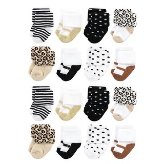 Hudson Baby Cotton Rich Baby Terry Socks 16-Pack, Neutral Leopard - Bed ...