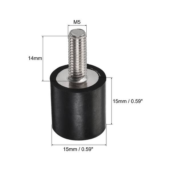 M5 Rubber Mounts, 6pcs Male Thread Shock Absorber, D15mmxH15mm - Black ...