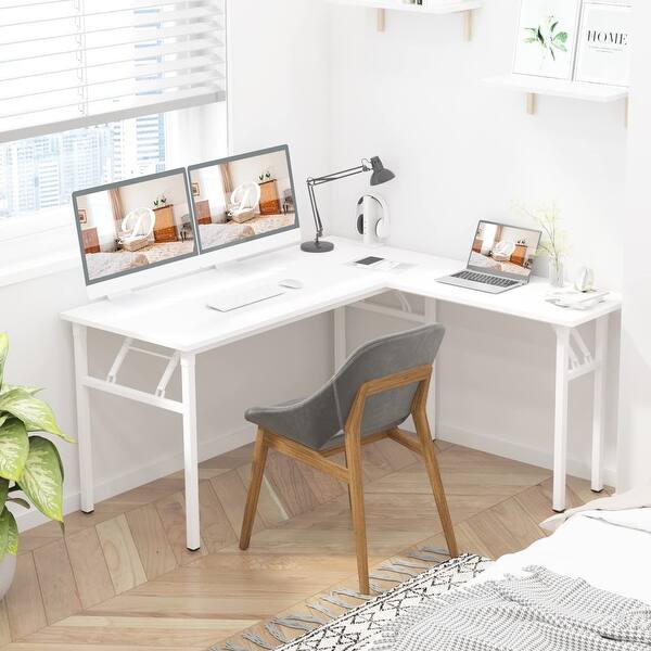 Reversible L-Shaped Desk Large Corner Desk Folding Table Computer Desk ...