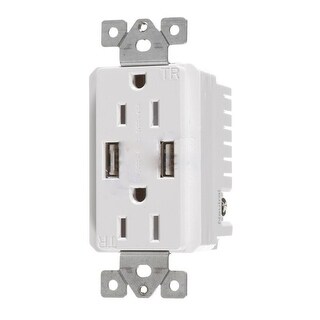 15 AMP Rectangle White Electrical Receptacle Plastic-Aluminum American ...