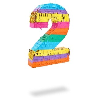 Small Fiesta Pinata Number 2 for 2nd Birthday Party (Rainbow, 11 x 16.5 ...