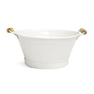 White Finish With Wooden Handles Bucket - Bed Bath & Beyond - 36880478