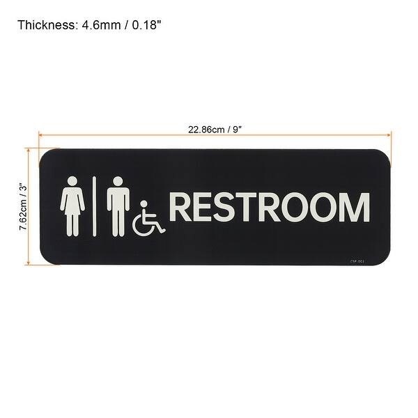 Restroom Sign Acrylic Self Adhesive Door Indoor Outdoor Sticker - Black ...