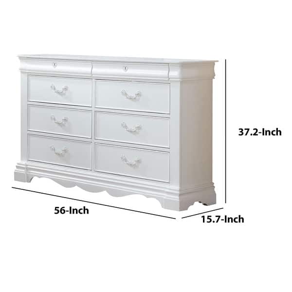 Traditional Style Wood Dresser with 8 Drawers, Ivory - Bed Bath ...