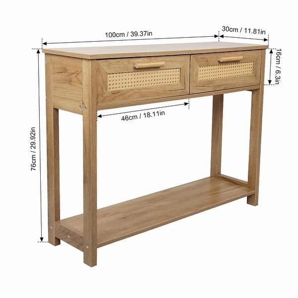 Console Table with 2 Drawers Sofa Table with open Storage Shelf - On ...