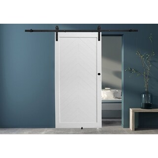 Millbrooke 36x84 Chevron White PVC Barn door kit - Bed Bath & Beyond ...