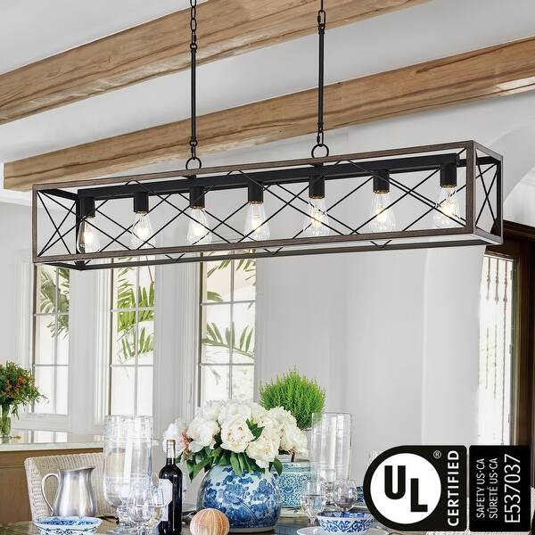 7-Light 48In Linear Modern Farmhouse Kitchen Chandelier - 48'' - Bed ...