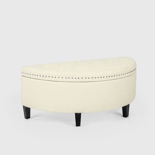 Adeco Half Moon Beige Storage Ottoman Bench - Bed Bath & Beyond - 29302204