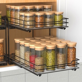 2-Tier Spice Rack, Pull Out Cabinet Organizer Spice Racks Height ...