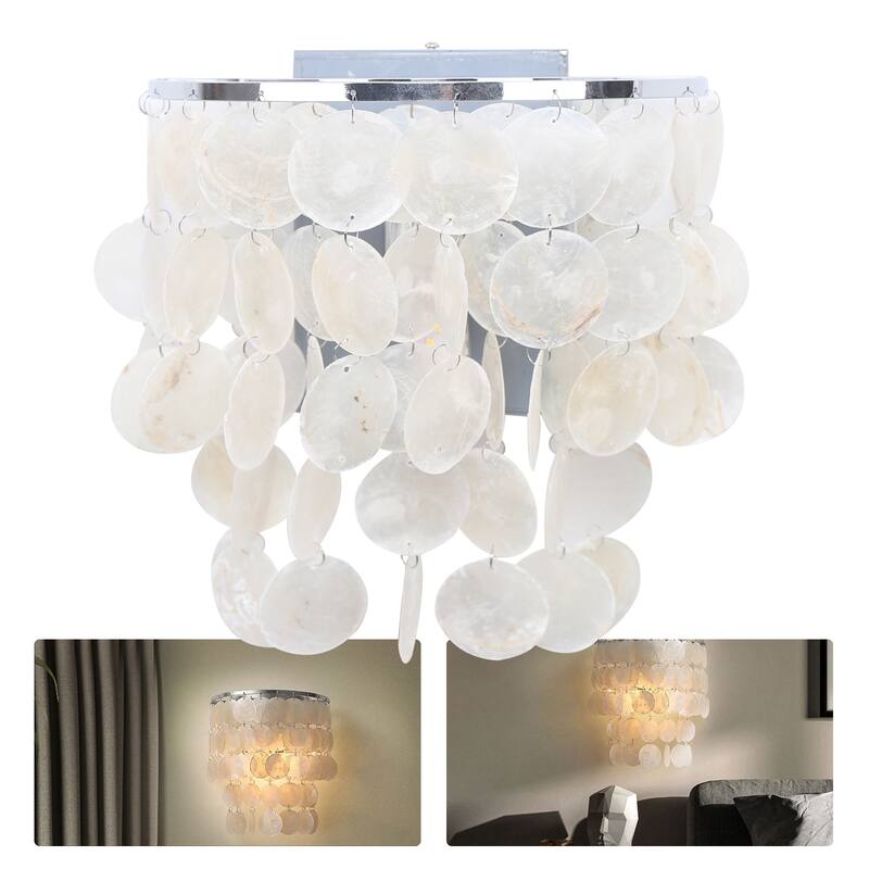Capiz Shell Flush Mount Ceiling Light Coastal Seashell Sconce - 9.45 ...