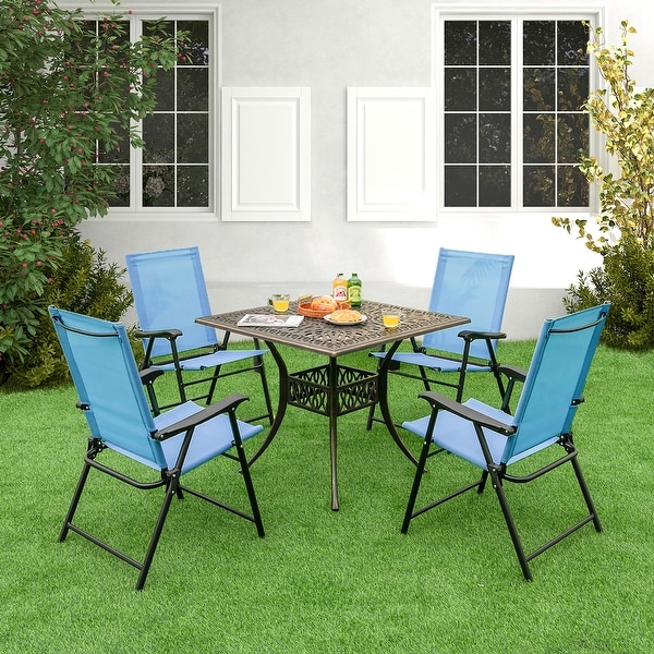 Costway set of 2 patio folding sling back camping deck chairs store