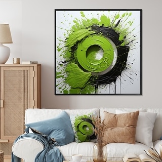 Designart "Green Spiral Neon Fusion I" Abstract Collages Green Wall ...
